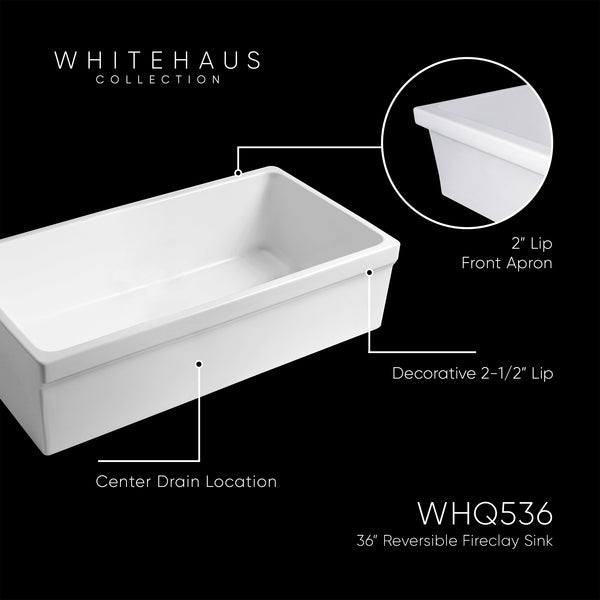 Whitehaus Farmhaus Fireclay Quatro Alcove Large Reversible Sink WHQ536 BISCUIT