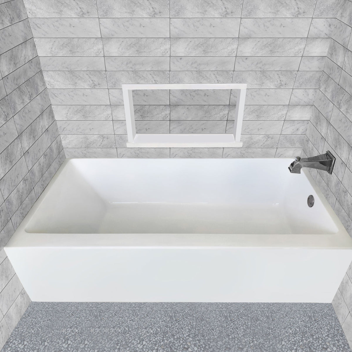 ALCOVE SOAKING BATHTUB WITH DRAIN HOLE OPTIONS - Whitehaus Collection